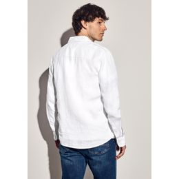 Street One MEN Herren Leinenhemd, wei&szlig;, Gr. XXXL, unifarben, Leinenmischung, 100% Leinen, Hemden, mit Knopfleiste