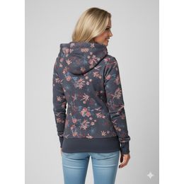 Ragwear Damen Sweatjacke "NESKA ZIP FLOWERS O"navy, Gr. S, bedruckt, gebl&uuml;mt, gemustert, Sweatware, Obermaterial: 70% Baumwolle, 30% Polyester,