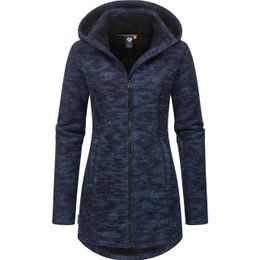 Ragwear Damen Longstrickjacke "Leysha Melange", blau, Gr. M, Grobstrick, Obermaterial: 56% Baumwolle, 44% Polyester; Innenfutter: 100% Polyester,