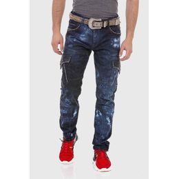 Cipo & Baxx CIPO & BAXX Herren Straight-Jeans "Jeans", blau, Gr. 38, unifarben, 98% Baumwolle, 2% Elasthan, Jeans, in Straight-Fit