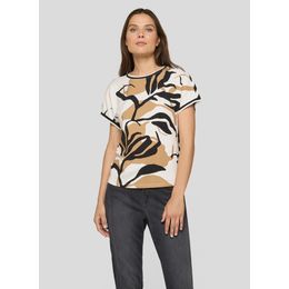 Rabe Damen T-Shirt, beige, Gr. 40, bedruckt, Jersey, Obermaterial: 48% Baumwolle, 48% Modal, 4% Elasthan, Shirts, mit All-Over Print