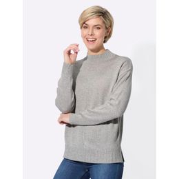 Classic Basics Damen Stehkragenpullover "Stehkragen-Pullover", grau, Gr. 42, meliert, 100% Polyacryl, Pullover
