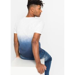 bonprix Herren T-Shirt, wei&szlig;, Gr. 44, mehrfarbig, Jersey, Obermaterial: 100% Baumwolle, Shirts, Slim Fit Passform, Kurzarm, atmungsaktives