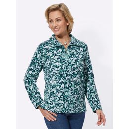 Classic Basics Damen Fleeceshirt "Fleece-Shirt", gr&uuml;n, Gr. 46, gemustert, mehrfarbig, 100% Polyester, Shirts