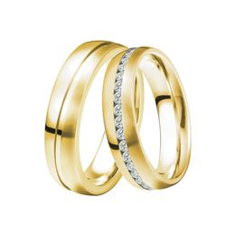 DOOSTI Damen Trauring "Schmuck Geschenk Silber 925 Trauring Ehering Partnerring LIEBE", 56,mit Zirkonia, Silber 925 (Sterlingsilber), 6mm, gold,