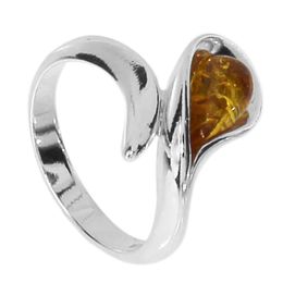 OSTSEE-SCHMUCK Damen Fingerring "- Jeanne - Silber 925/000 - Bernstein", 62, silber, Fingerringe