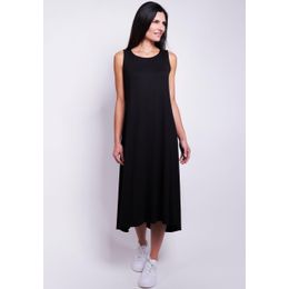 Seidel Moden Damen Midikleid, schwarz, Gr. 50, unifarben, Web, Obermaterial: 95% Viskose, 5% Elasthan, Kleider, &auml;rmellos, aus Viskose - MADE IN