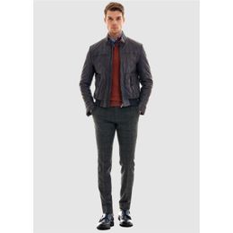 Pierre Cardin Herren Lederjacke, blau, Gr. XL, Rautenmuster, 100% Leder, Jacken, mit schickem Stepp-Muster