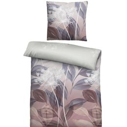Bettw&auml;sche Biberna, rosa, Feinbiber, 100% Baumwolle, Bettw&auml;sche