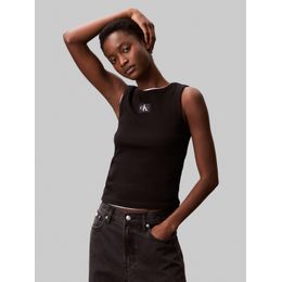 Damen Tanktop "A - WVN LBL 2X2 CTTN", schwarz, Gr. L, Calvin Klein Jeans, unifarben, Jersey, Obermaterial: 95% Baumwolle, 5% Elasthan, Tops, Mit