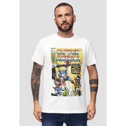 Recovered Herren T-Shirt "Marvel Captain America Battles", beige, Gr. L, bedruckt, 100% Baumwolle, Shirts, im lockeren Schnitt