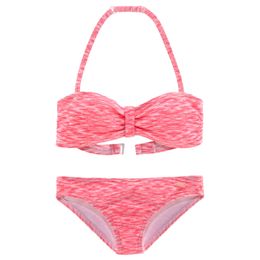 Venice Beach M&auml;dchen Bandeau-Bikini, wei&szlig;, Gr. 134, Melange-Effekt, Polyamid, Bikini-Sets, regulierbares Top, seitliche St&auml;bchen