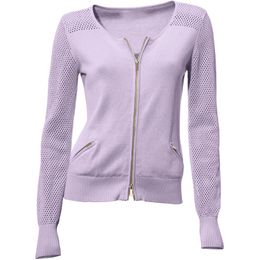 Heine Damen Cardigan, lila, Gr. 40, unifarben, 90% Baumwolle, 10% Seide, Strickjacken