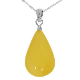 OSTSEE-SCHMUCK Damen Kette mit Anh&auml;nger "- Tropfen flach, ca. 22 mm lang - Silber 925/000 - Bernstein", 50, Silber 925 (Sterlingsilber), silber,