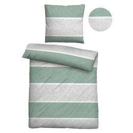 Bettw&auml;sche Biberna, gr&uuml;n, Flanell, 100% Baumwolle, Bettw&auml;sche
