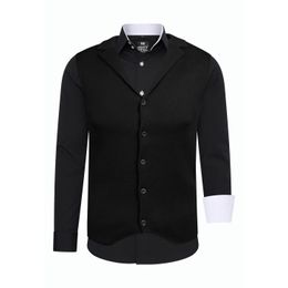 Rusty Neal Herren Langarmhemd, schwarz-wei&szlig;, Gr. M, mehrfarbig, 60% Baumwolle, 37% Polyester, 3% Elasthan, Hemden, inklusive Langarmhemd und Weste