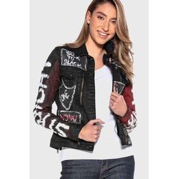 Cipo & Baxx CIPO & BAXX Damen Jeansjacke "Jacken", schwarz, Gr. M, bedruckt, Stoff, 98% Baumwolle, 2% Elasthan, Jacken, im modernen Look
