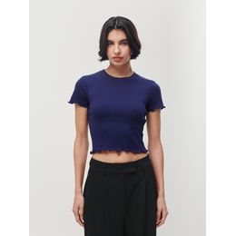 LEGER Damen T-Shirt "Teresa, LeGer by Lena Gercke"dunkelblau, Gr. 38, Jersey, Obermaterial: 97% Baumwolle, 3% Elasthan, Shirts, mit Rippstruktur,