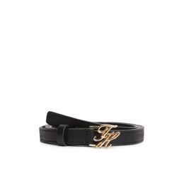 Tommy Hilfiger Damen Lederg&uuml;rtel "SCRIPT 1.5 cm breit", schwarz, Gr. 95, unifarben, Web, Rindsleder, G&uuml;rtel, Gr&ouml;&szlig;enverstellbar durch Schnalle