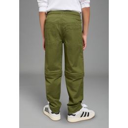 Kidsworld M&auml;dchen Webhose "2 in1 Hose, Zip-Away Hose f&uuml;r Jungen", gr&uuml;n, Gr. 128, unifarben, Twill, Obermaterial: 98% Baumwolle, 2% Elasthan, Hosen,