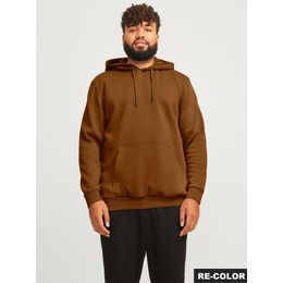 Jack & Jones PlusSize Herren Kapuzensweatshirt "JJEBRADLEY SWEAT HOOD NOOS PLS", braun, Gr. XXXL, JACK & JONES PLUSSIZE, unifarben, angeraute Sweatware, Obermaterial: 65%