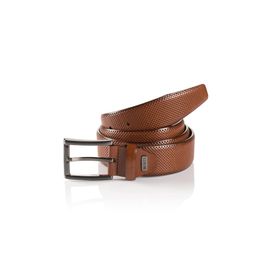 MONTI Herren Lederg&uuml;rtel "DUBLIN", braun, Gr. 85, Strukturmuster, unifarben, Rindsleder, G&uuml;rtel, mit Lochstruktur