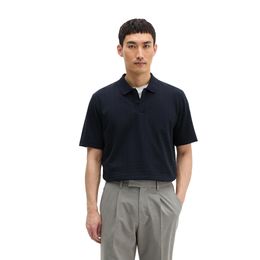 Marc O'Polo MARC O'POLO Herren Poloshirt "im strukturierten Karo-Jacquard"schwarz navy, Gr. XXXL, unifarben, Obermaterial: 100% Baumwolle, Shirts