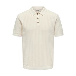 Only & Sons ONLY & SONS Herren Polokragenpullover "ONSMOON REG 12 SS POLO KNIT NOOS"egret, Gr. S, unifarben, Strick, Obermaterial: 80% Baumwolle, 20% Nylon,