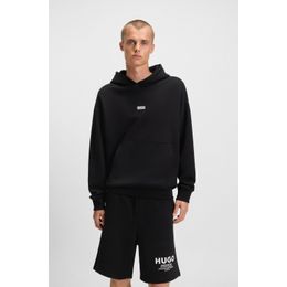Hugo Herren Hoodie "Nazardo", schwarz, Gr. L, Sweatware, Obermaterial: 100% Baumwolle, Sweatshirts, gro&szlig;er R&uuml;ckendruck, Relaxed Fit, Kapuze