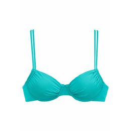 Buffalo Damen B&uuml;gel-Bikini-Top "Happy", blau, Gr. 40, unifarben, Microfaser, Polyamid, Bikini-Oberteile, seitlich zu raffen