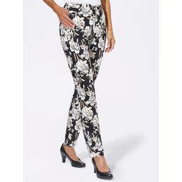 Lady Damen Webhose, schwarz, Gr. 22, bedruckt, gebl&uuml;mt, gemustert, mehrfarbig, 98% Baumwolle, 2% Elasthan, Hosen