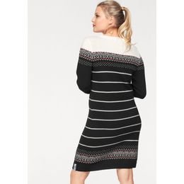 Kangaroos Damen Strickkleid, schwarz, Gr. 48, gemustert, Strick, Obermaterial: 50% Baumwolle, 50% Polyacryl, Kleider, figurbetont, im Norweger-Stil,