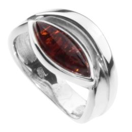 OSTSEE-SCHMUCK Damen Fingerring "- Gudrune - Silber 925/000 - Bernstein", 64, silber, Fingerringe