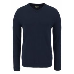 Jack & Jones JACK & JONES Herren V-Ausschnitt-Pullover "JJEBASIC KNIT V-NECK NOOS", blau, Gr. L, unifarben, Strick, Obermaterial: 100% Baumwolle, Pullover,