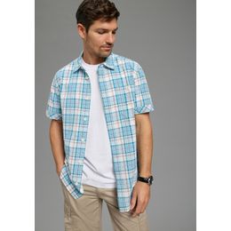MAN'S WORLD MAN'S WORLD Herren Karohemd "in Crinkleoptik", blau, Gr. 4XL, Crinkleoptik, Web, Obermaterial: 100% Baumwolle, Hemden, Kurzarm, f&uuml;r Fr&uuml;hling und