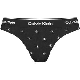 Tanga "THONG", Damen, Gr. L (40), diamond logo schwarz, Webqualit&auml;t, Obermaterial: 53% Baumwolle, 35% Modal, 12% Elasthan, Calvin Klein Underwear, k&ouml;rpernah, Unterhosen Tanga, Mit elastischem Bund