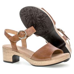 Gabor Damen Sandalette "KRETA", Gr. 40, braun, Kalbsleder, unifarben, Schuhe, Blockabsatz, Sommerschuh, Sandale mit Zierschnalle, Weite G (weit)