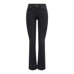 Only Damen Bootcut-Jeans "ONLBLUSH MW BACK POCK FLARED DNM PIM970"washed schwarz, Gr. XS, unifarben, Denim/Jeans, Obermaterial: 92% Baumwolle, 6%