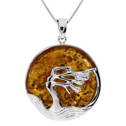 OSTSEE-SCHMUCK Damen Kette mit Anh&auml;nger "- Windfl&uuml;chter 36 mm - Silber 925/000 - Bernstein", 45, Silber 925 (Sterlingsilber), silber, Silber 925