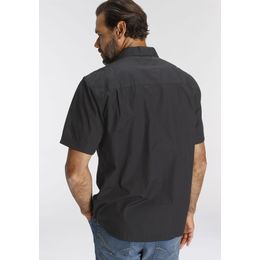 MAN'S WORLD MAN'S WORLD Herren Kurzarmhemd, schwarz, Gr. XXL, unifarben, Web, Obermaterial: 100% Baumwolle, Hemden, mit kleinem Brustprint