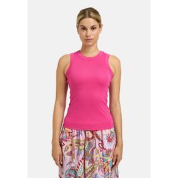Milano Italy Damen Tanktopfuchsia, Gr. S, unifarben, Rippware, Material: 70% Modal, 30% Polyester, Tops