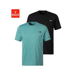 Kangaroos Herren T-Shirt, gr&uuml;n, Basic, Gr. L, unifarben, Single Jersey, Obermaterial: 100% Baumwolle, Shirts, mit Kangaroos Print auf der Brust