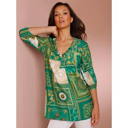 Damen Longbluse, bunt, Gr. 44, CREATION L PREMIUM, gemustert, mehrfarbig, 70% Viskose, 30% Seide, Blusen