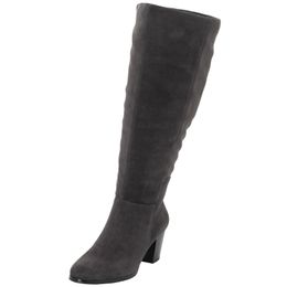 sheego Damen Weitschaftstiefel, Gr. 38, grau, Lederimitat, Polyester, Schuhe