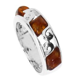 OSTSEE-SCHMUCK Damen Fingerring "- Lonnie - Silber 925/000 - Bernstein", 58, silber, Fingerringe