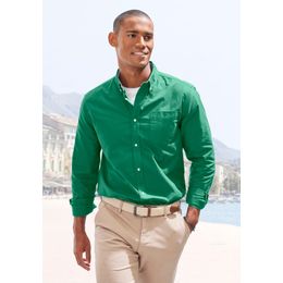 H.I.S. H.I.S Herren Langarmhemd "regular-fit", gr&uuml;n, Gr. S, unifarben, Web, Obermaterial: 100% Baumwolle, Hemden, mit Button-down-Kragen, reine Baumwolle