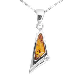 OSTSEE-SCHMUCK Damen Kette mit Anh&auml;nger "- Agneta - Silber 925/000 - Bernstein/Zirk.", 42, Silber 925 (Sterlingsilber), silber, Silber 925