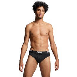 Puma Herren Badeslip "Puma SWIM MEN LOGO SWIM BRIEF", schwarz, Gr. XS, unifarben, Web, Obermaterial: 80% Polyester, 20% Elasthan, Badehosen, mit