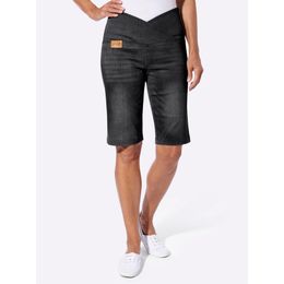 Casual Looks Damen Jeansbermudas, schwarz, Gr. 42, unifarben, 81% Baumwolle, 17% Polyester, 2% Elasthan, Jeans