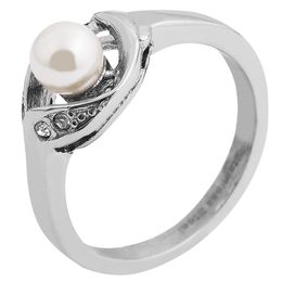 Adelia&acute;s ADELIA ́S Damen Fingerring "Damen Ring aus Edelstahl mit Perle", 54, Edelstahlsilber, Edelstahl, Fingerringe